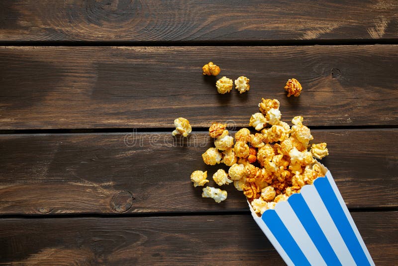 Pop Corn in a Striped Paper Box Stock Image - Image of crunchy, popcorn ...