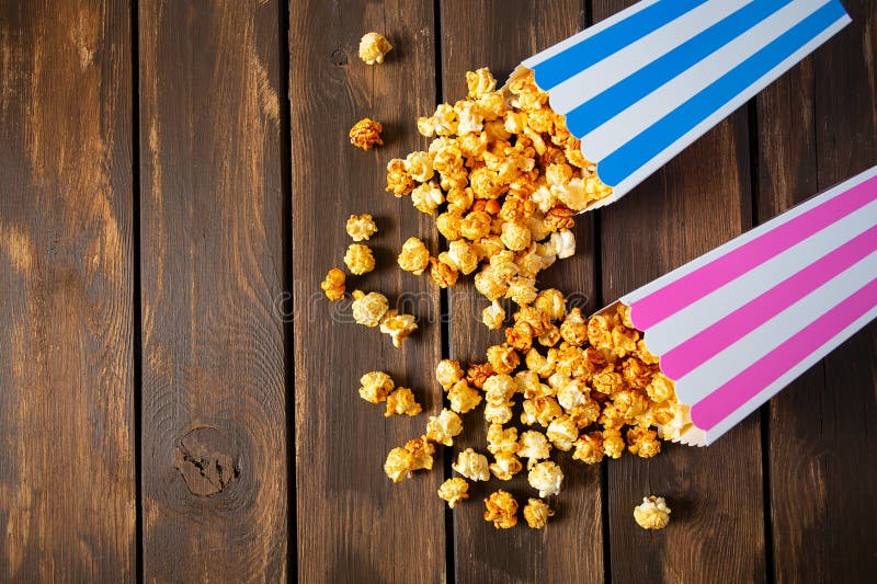 Pop Corn in a Striped Paper Box Stock Photo - Image of comfort, sweet ...