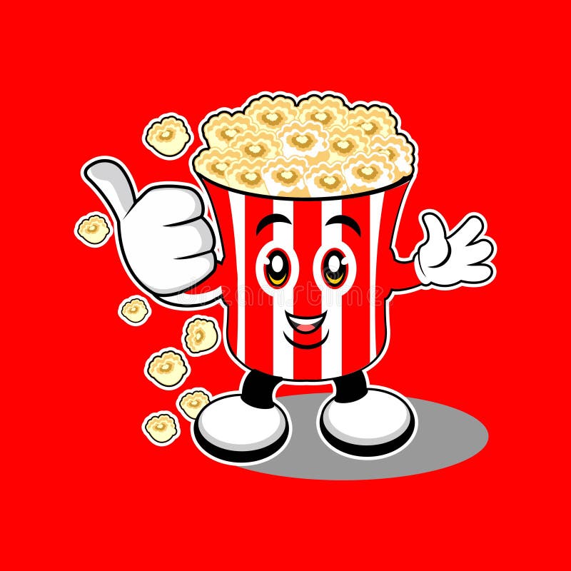 Pop Corn Mascot Who is always Cheerful and Happy Stock Vector ...