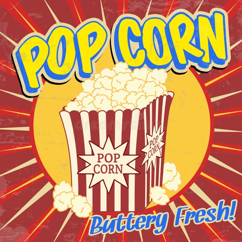 Pop corn vintage poster stock vector. Illustration of food - 34888753