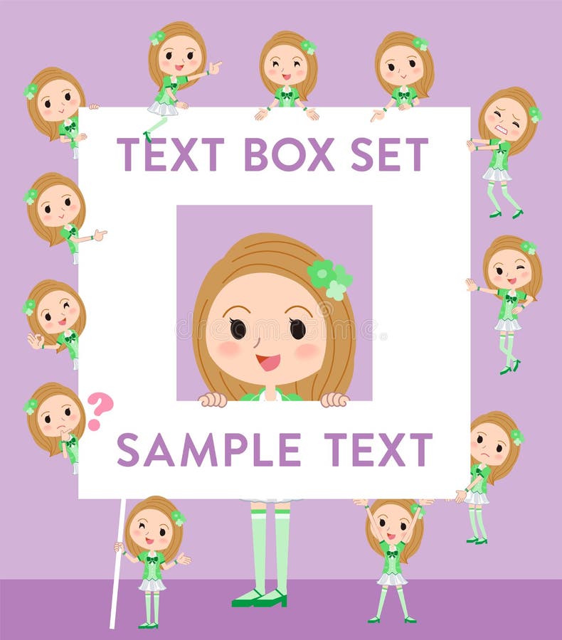 Pop Idol in Green Costume Text Box Stock Vector - Illustration of cute ...