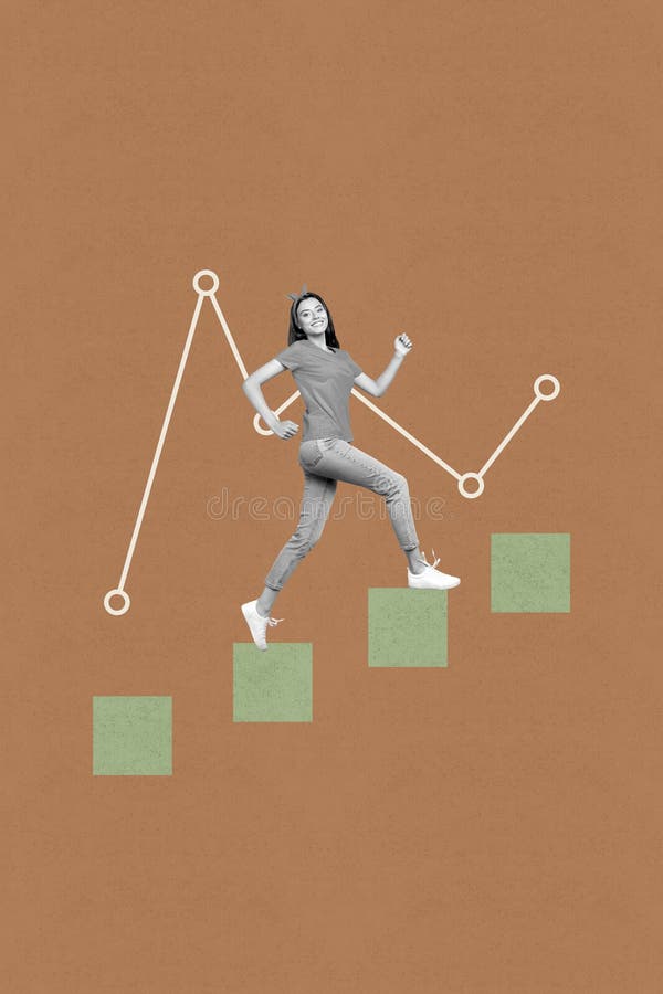 Pop Image Collage of Person Stand Square Figure Step on Brown Color ...