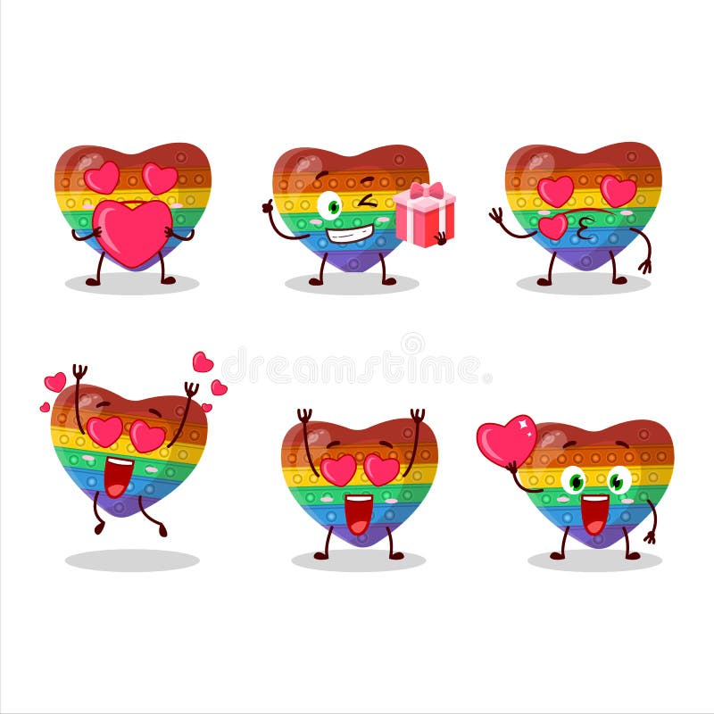 Pop it Love Cartoon Character with Love Cute Emoticon Stock ...