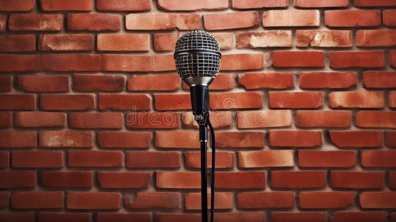Pop Microphone on the Background of a Brick Wall. Neural Network AI ...