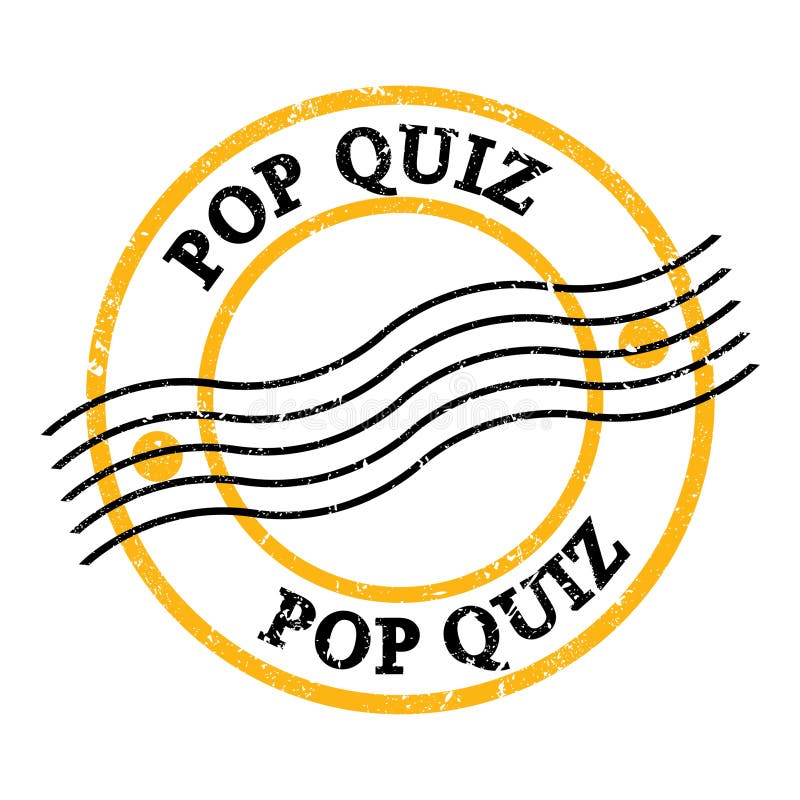 POP QUIZ, Text on Yellow-black Grungy Postal Stamp Stock Illustration ...