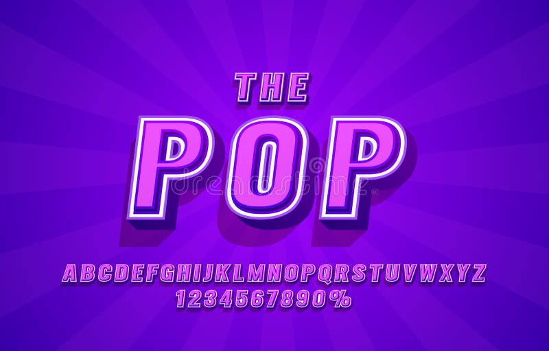Pop Retro Font Set Collection, Letters and Numbers Symbol. Vector Stock ...