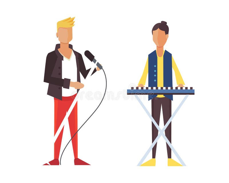 Pop Singer Vector Illustration Flat Isolated Rock Group Stock ...