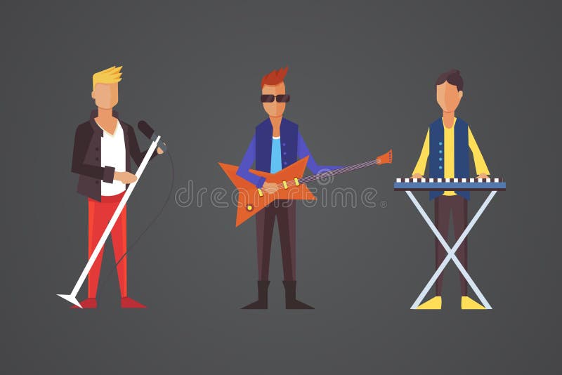 Pop Singer Vector Illustration Flat Isolated Rock Group Stock ...