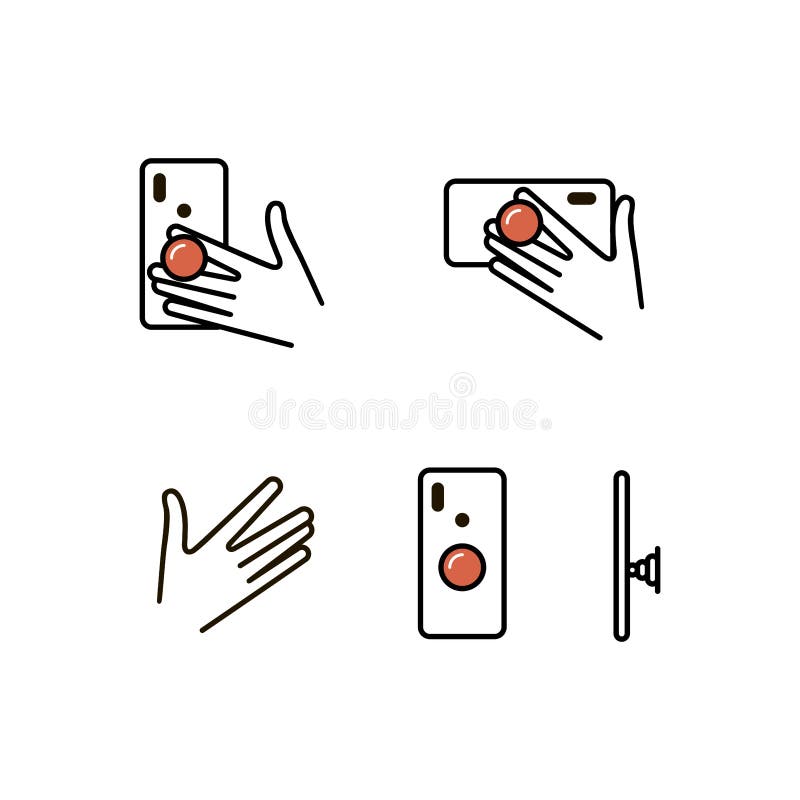 Pop Socket Vector Icon Set. Holder for Mobile Phone Stock Vector ...