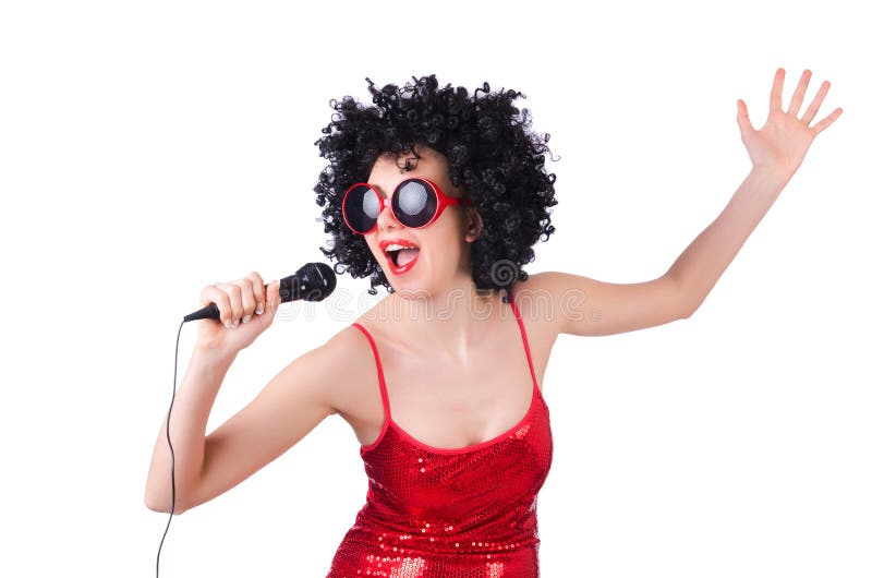 Pop star with mic stock photo. Image of attractive, beautiful - 30095366