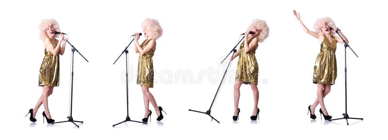 The Pop Star with Mic on White Stock Photo - Image of composite, club ...