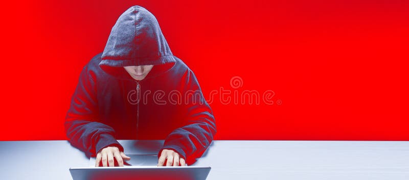 Pop Style Graphic Image of Hacker on a Red Background Stock Photo ...