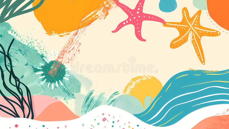 Pop Summer Banner in Doodle Style Illustrations Stock Illustration ...