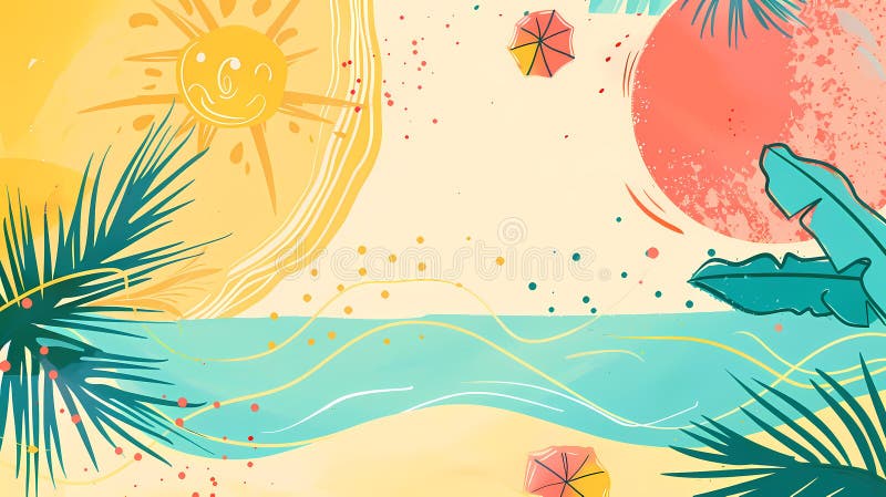 Pop Summer Banner in Doodle Style Illustrations Stock Illustration ...