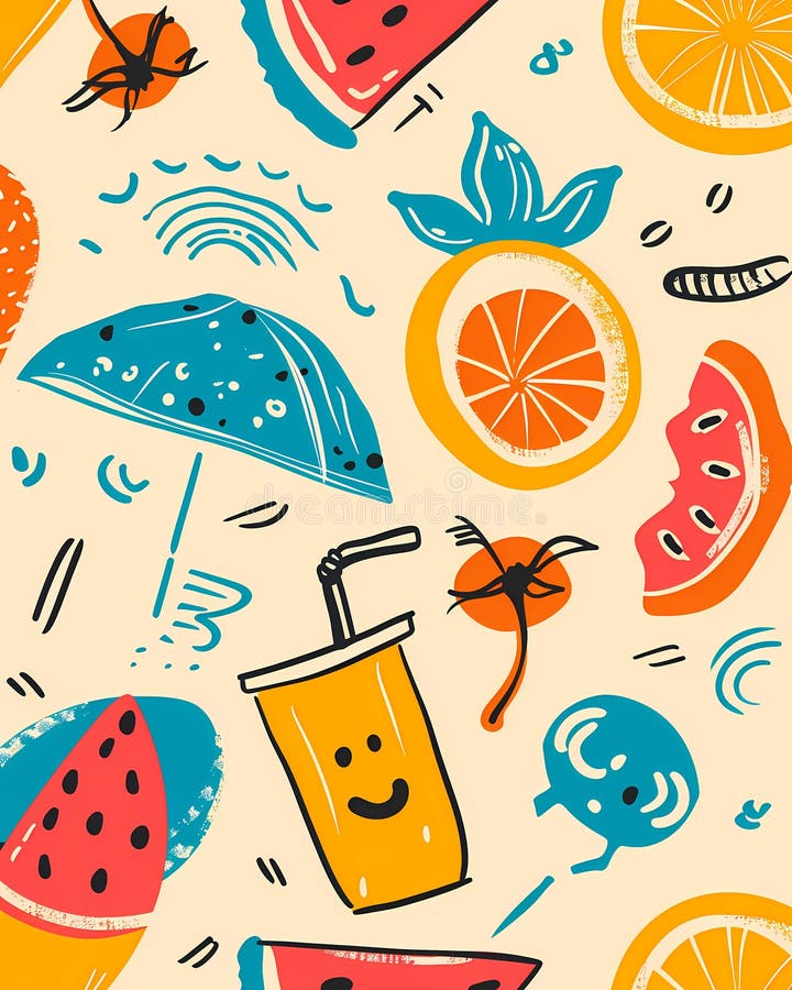 Pop Summer Banner in Doodle Style Illustrations Stock Illustration ...