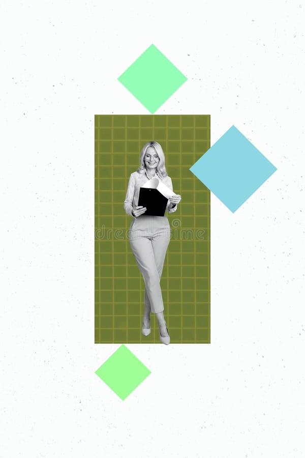 Pop Template Collage of Person in Rectangle Shape with Flying Squares ...