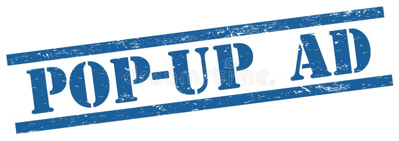 POP-UP AD Text on Blue Grungy Rectangle Stamp Stock Illustration ...