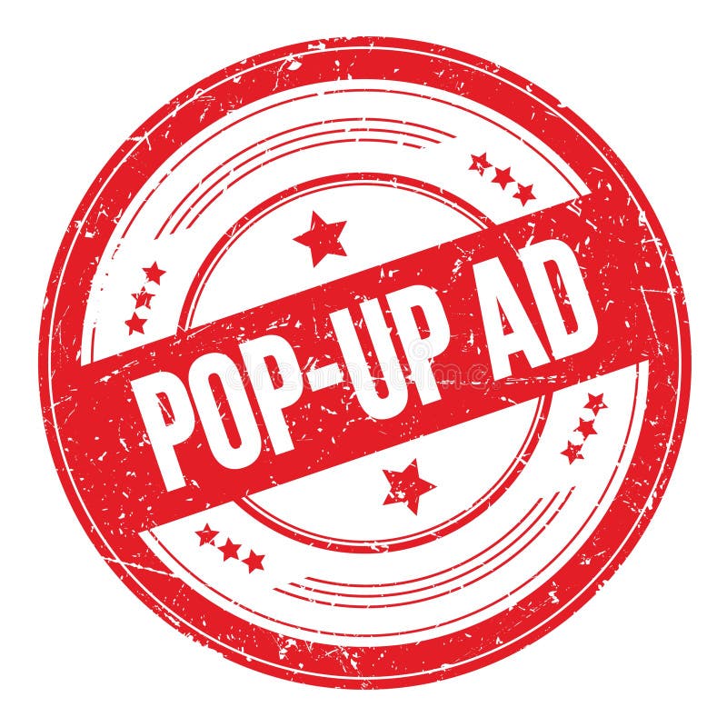 POP-UP AD Text on Red Round Grungy Stamp Stock Illustration ...