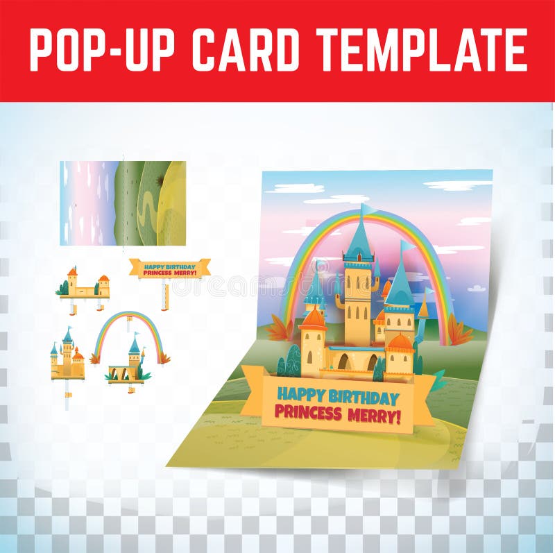Pop-up Card Template Design for Birthday Present Stock Vector ...