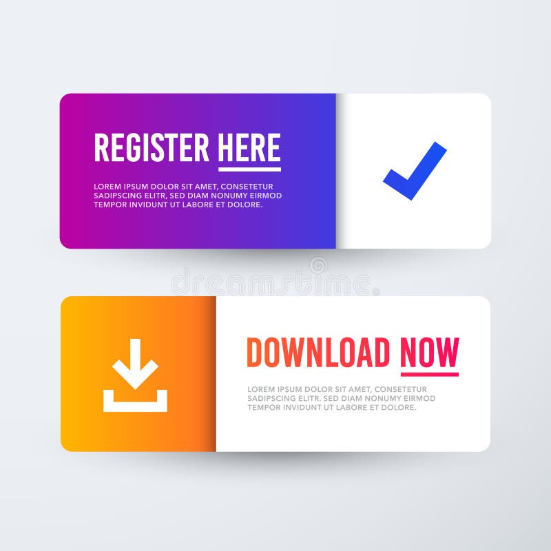 Colorful User Interface Pop Up with Register Here and Download Now ...