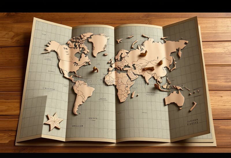 Pop Up Map a Map with Pop Up Elements Creating a D Like Effect W Stock ...