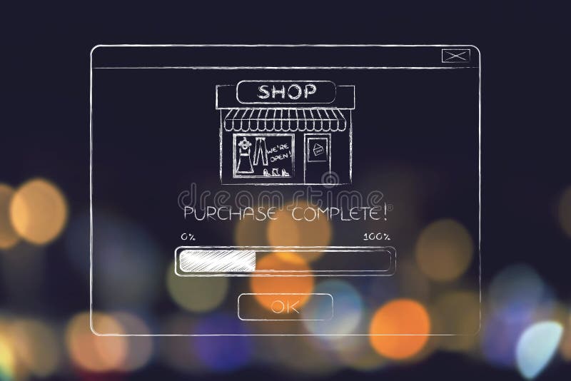 Pop-up Message with Shop Icon and Purchase Complete Text Stock ...
