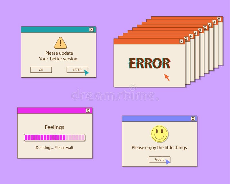 Pop Up Pc Widow 90s Y2k Windows On Computer Pc Desktop Retro Screen