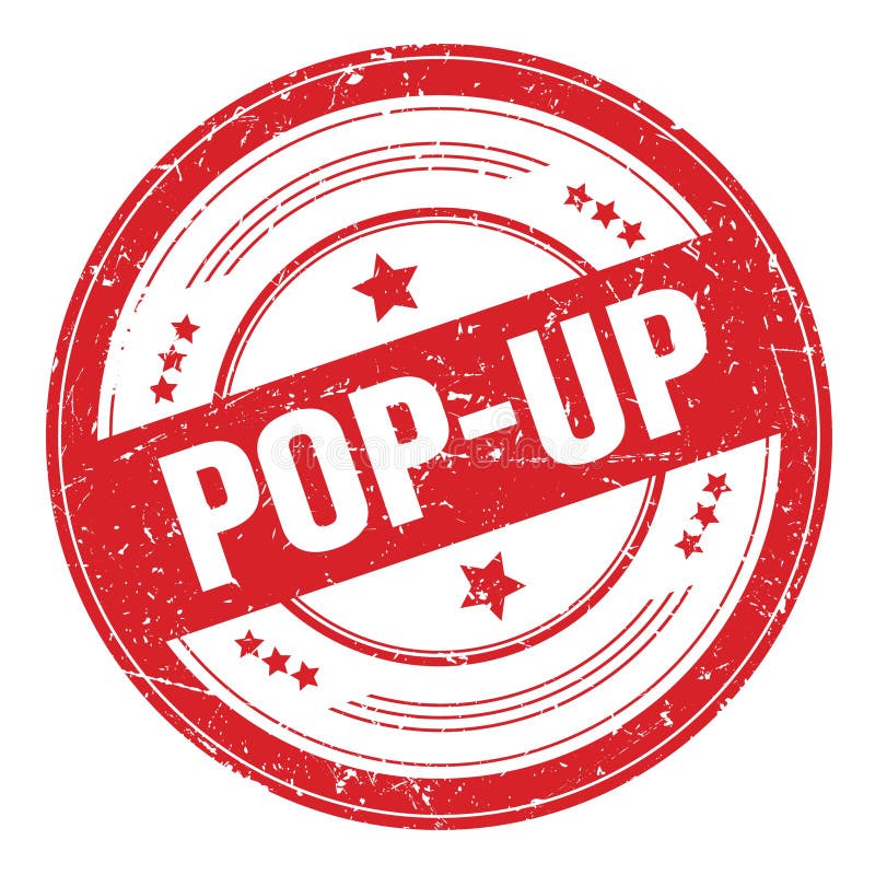 POP-UP Text on Red Round Grungy Stamp Stock Illustration - Illustration ...