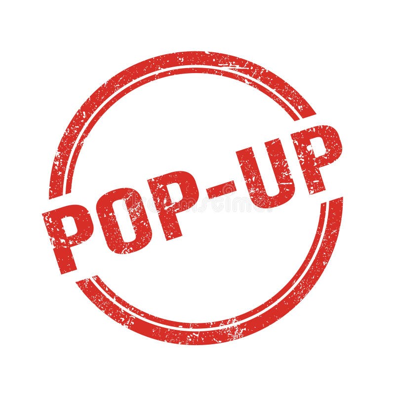 POP-UP Text Written on Red Grungy Round Stamp Stock Illustration ...
