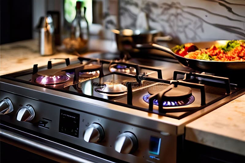 Pop Up Ventilation System Integrated into Cooktop Stock Illustration ...