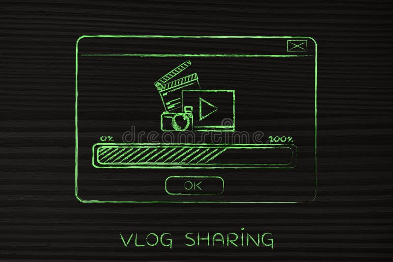Pop-up with Video Upload Icons and Progress Bar Stock Illustration ...