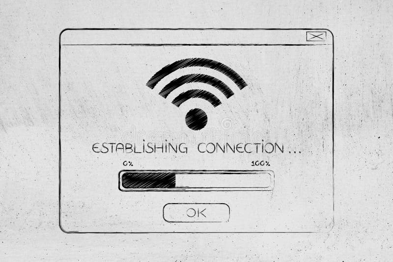 Pop-up with Wi-fi Connection Establishing and Progress Bar Stock ...