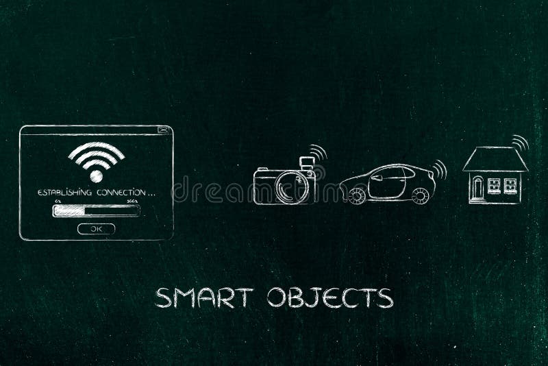 Pop-up with Wi-fi Symbol and Group of Smart Connected Objects Stock ...
