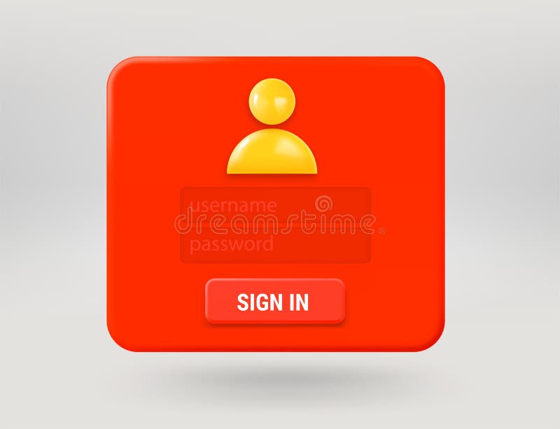 Pop Up Window with Sign in Button. 3d Vector Illustration Stock Vector ...