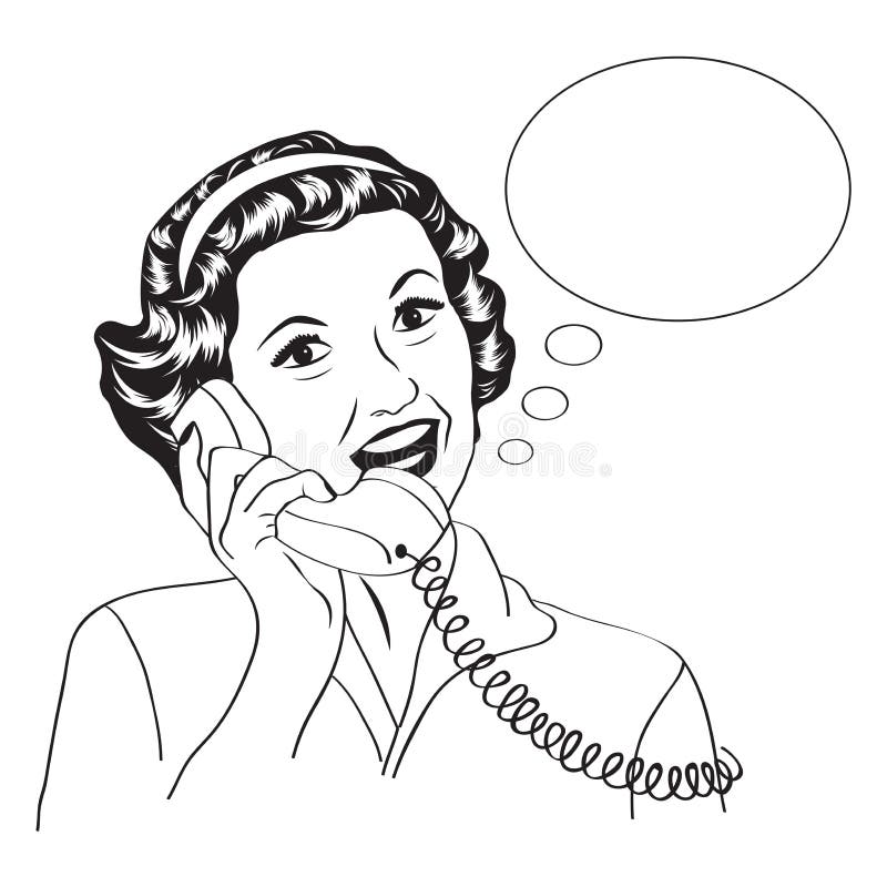 Popart Comic Retro Woman Talking by Phone Stock Vector - Illustration ...
