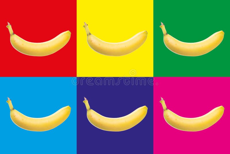 Popart with Six Bananas on Different Colored Background Stock Photo ...