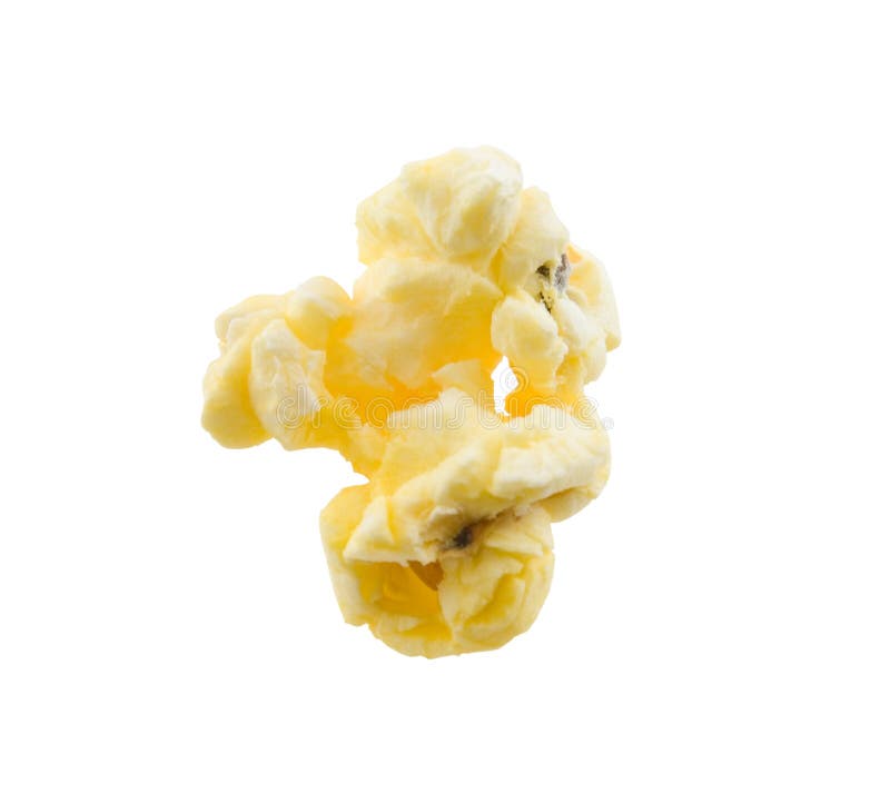 Single Piece Of Popcorn Isolated On White Stock Photo - Image of close ...