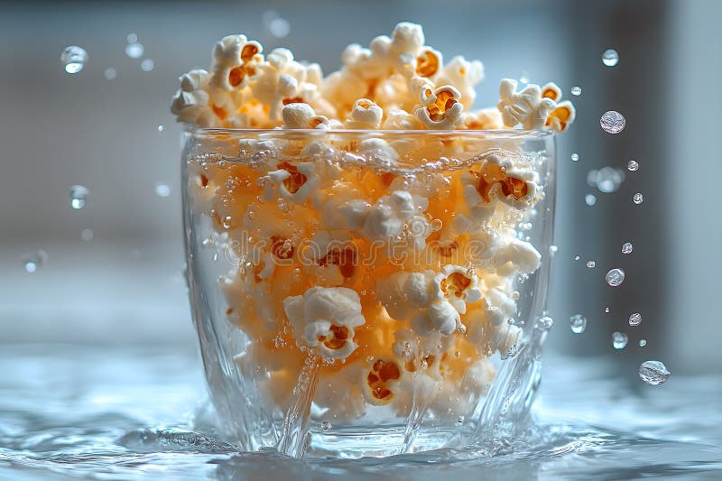 Popcorn Splashes in Glass of Water - Dynamic Food Photography for ...