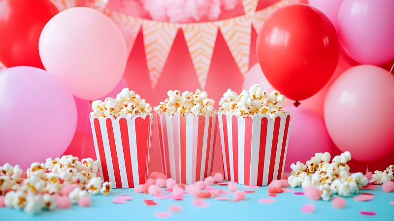 Popcorn Balloons Colorful Party Setting Stock Photos - Free & Royalty ...