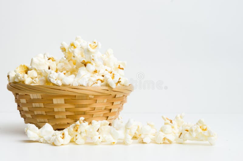 Popcorn in basket stock photo. Image of basket, isolated - 92906094