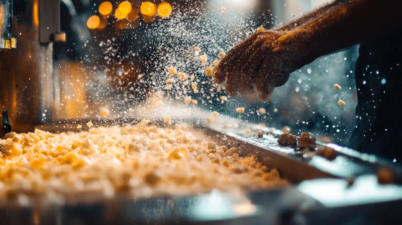 Popcorn Being Freshly Made with Hands Tossing Kernels in the Air Stock ...