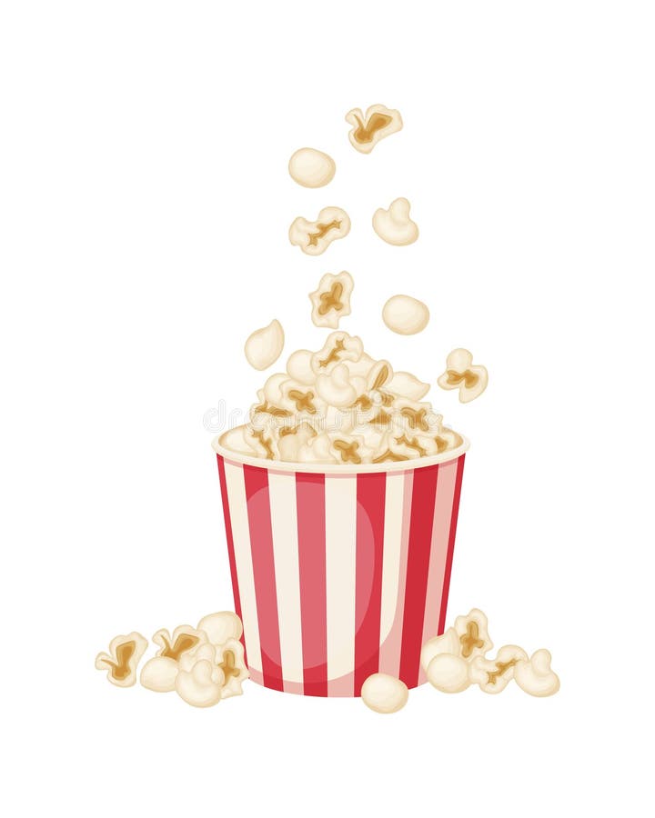 Popcorn. a Big Striped Bucket of Popcorn. Snacks Stock Illustration ...
