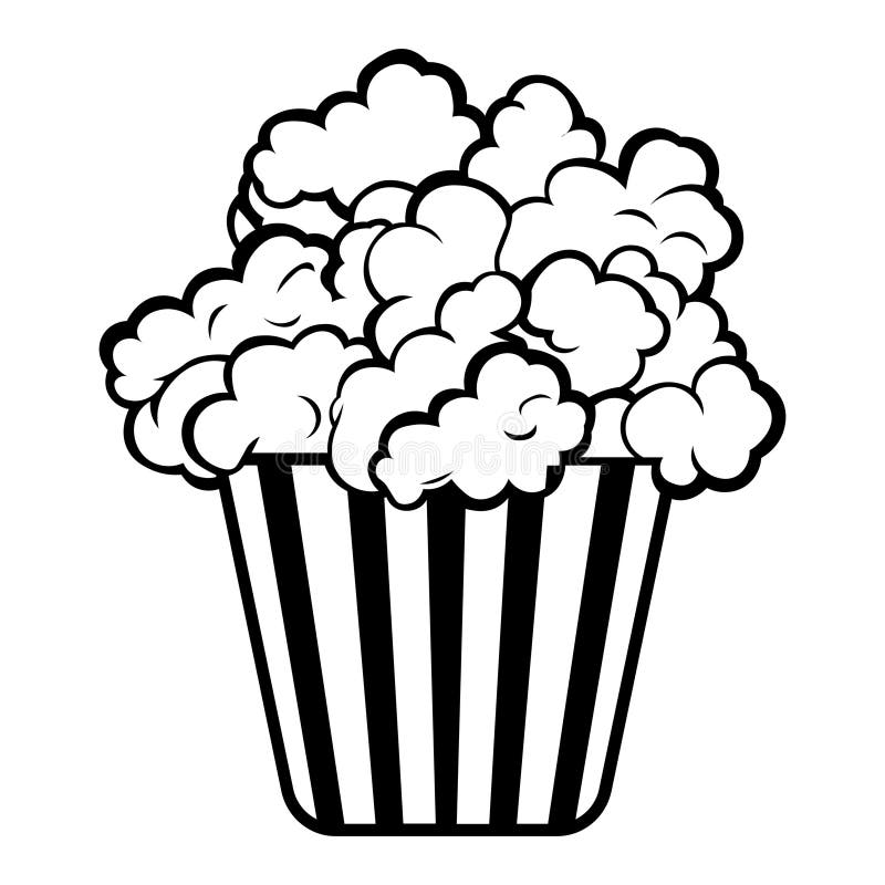 Popcorn Box in Black Line Icon for Watching Movie in Cinema Cartoon ...