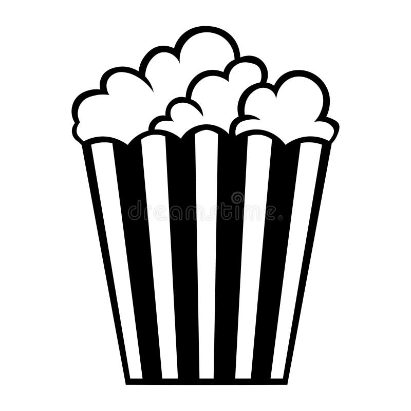 Popcorn Box in Black Line Icon for Watching Movie in Cinema Cartoon ...