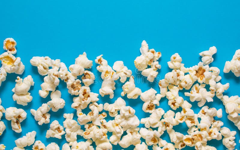Popcorn on a Blue Background Stock Image - Image of refreshment ...