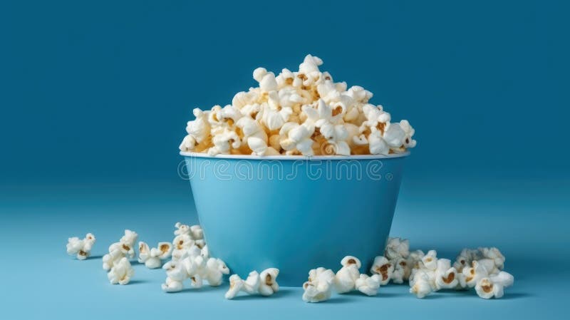 Popcorn on Blue Background. Generative AI Stock Illustration ...