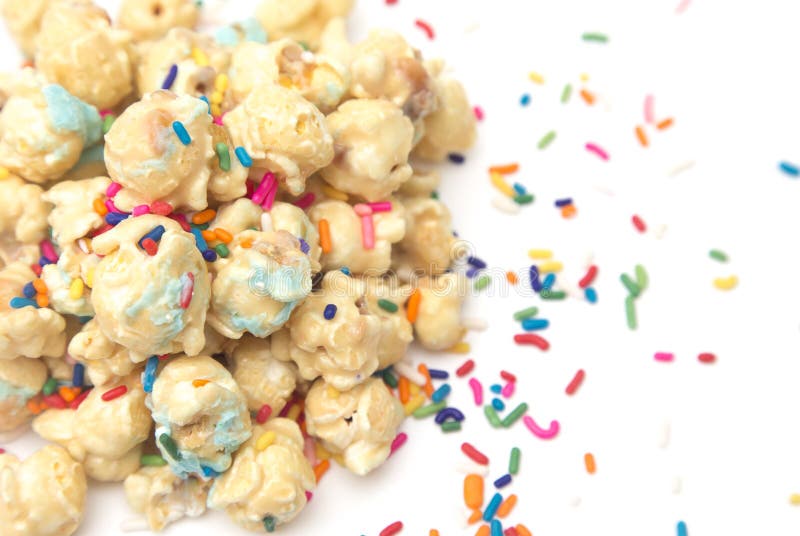 Popcorn with Blue Drizzle and Sprinkles Stock Photo - Image of pile ...