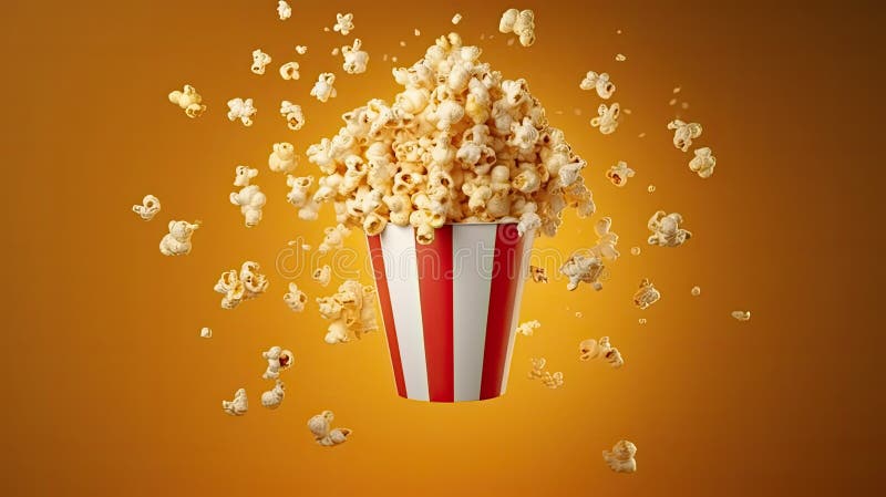 Popcorn Box with Flying Popcorn, AI Generated Stock Illustration ...