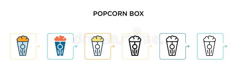 Popcorn Box Vector Icon in 6 Different Modern Styles. Black, Two ...