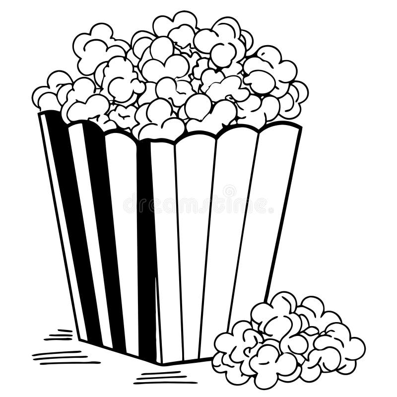 Popcorn Box Vector Illustration for Snacks and Entertainment Themes ...
